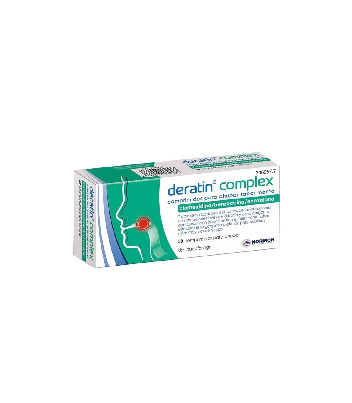 DERATIN COMPLEX 30 COMPRIMIDOS PARA CHUPAR SABOR MENTA